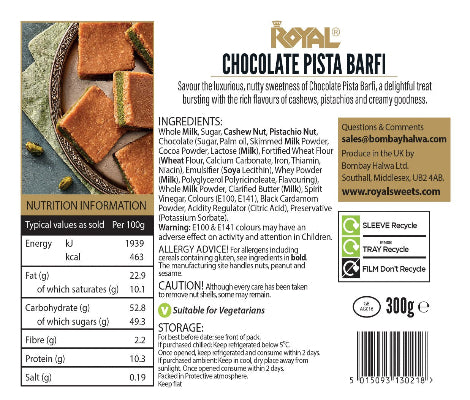 Chocolate Pista Barfi | Royal Simply the Best | Buy Chocolate Pista ...